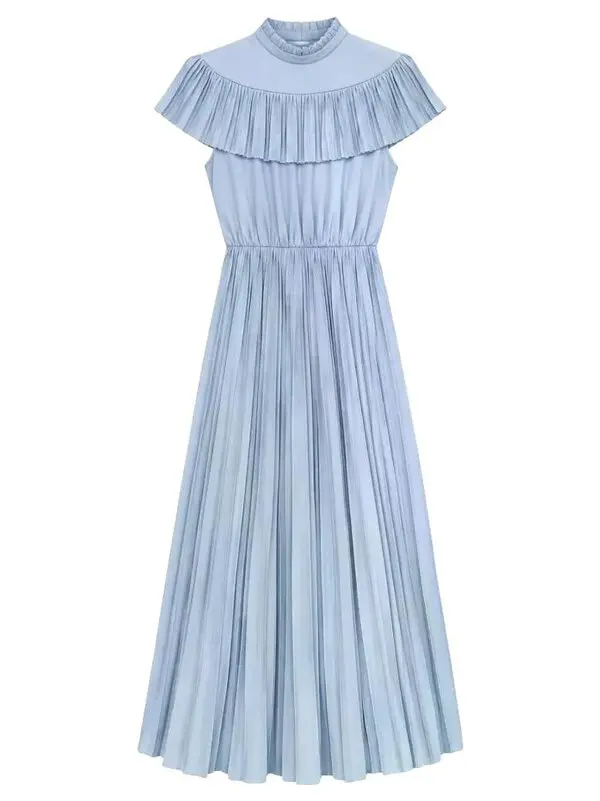 N°21 Pleated Ruffled Dress - Blue