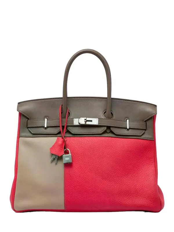 Hermès 2013 Tricolor Clemence And Swift Birkin Cascade Retourne 35 Handbag - Pink