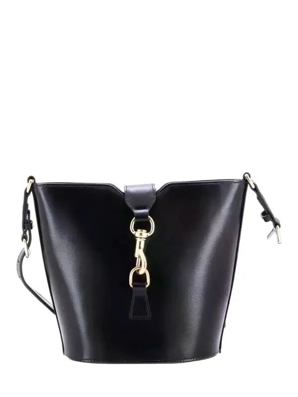 Gucci Jackie Web Leather Bucket Bag - Black