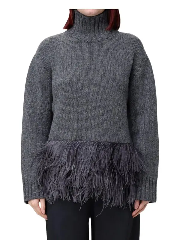 Fabiana Filippi Feather-trim Turtleneck Sweater - Grey