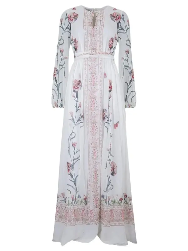 Giambattista Valli Screen Carnation Maxi Dress - White