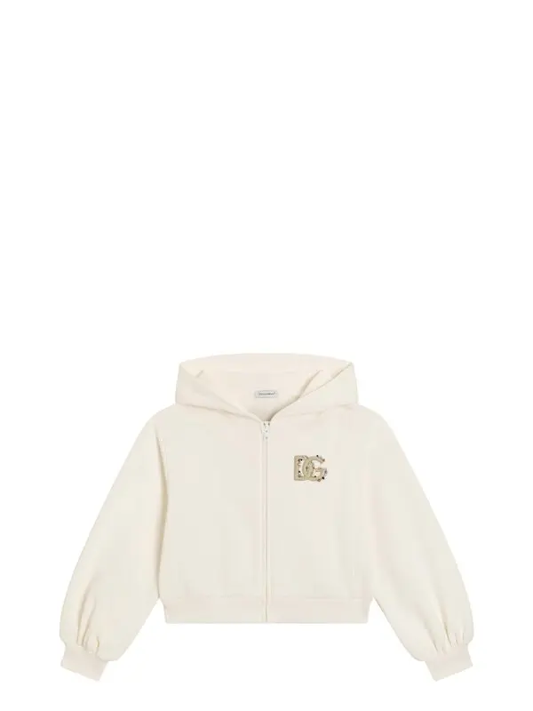 Dolce & Gabbana Logo-embroidered Zip Hoodie - White