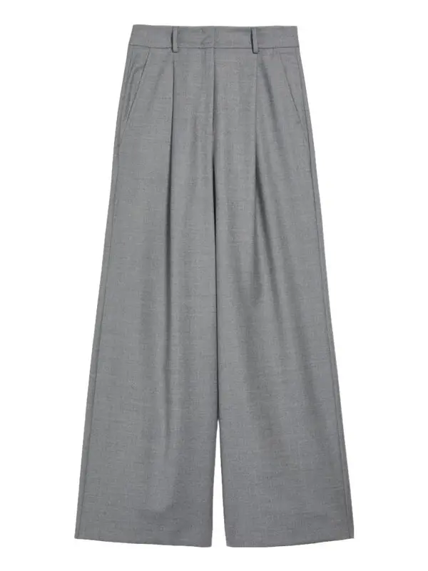 Max Mara Wool Wide-leg Trousers - Gray