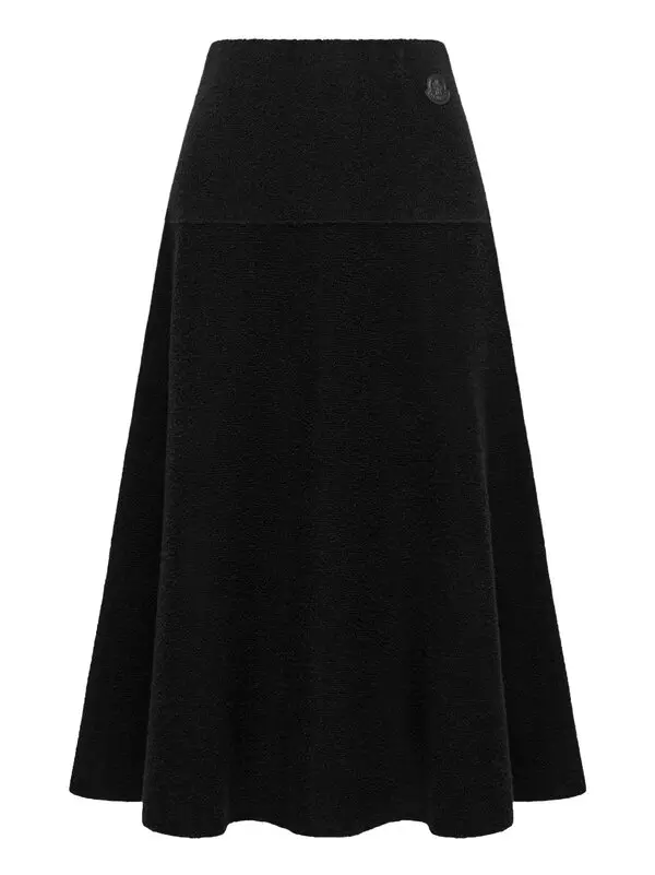 Moncler Bouclé Wool Blend Midi Skirt - Black