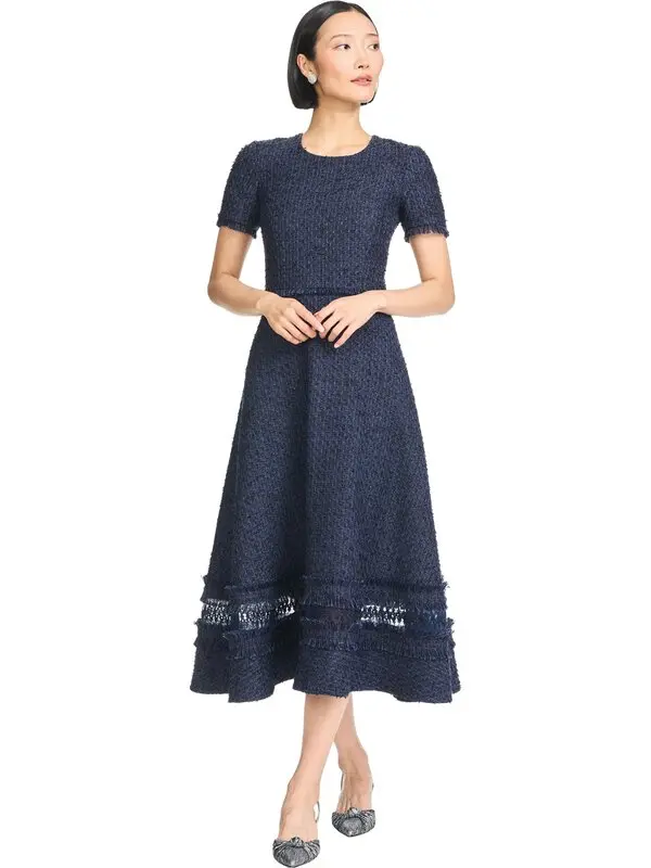 Sachin & Babi Dominica Blue Tweed A-line Dress - Midnight