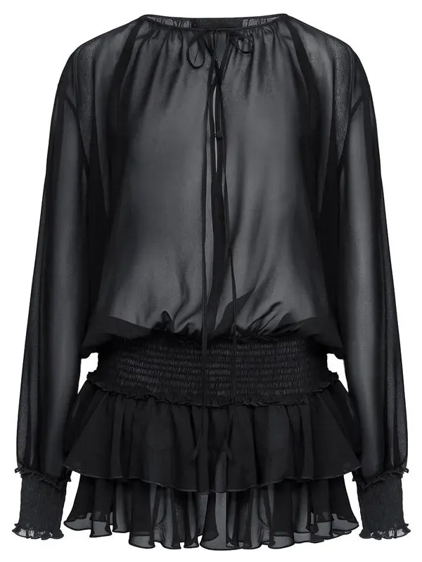 AUDREY VALLENS Chiffon Dress - Black