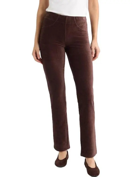 Hue Classic Corduroy Pull-on Pants - Coffee
