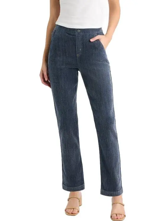 Hue High Waist Chenille Denim Pants - Dark Denim