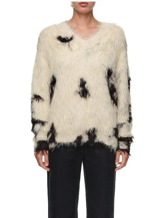 Bimba Y Lola Fur V-neck Sweater - Pony