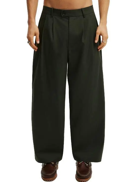 COTTON ON Baggy Barrel Pant - Dark Pine