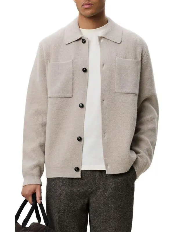 LES DEUX Milano Knit Wool Overshirt - Light Sand