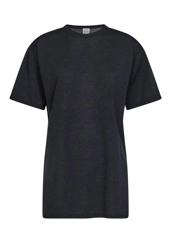TOTEME Charcoal Mélange Oversized Lyocell And Cashmere Knit T-shirt - Multicolor