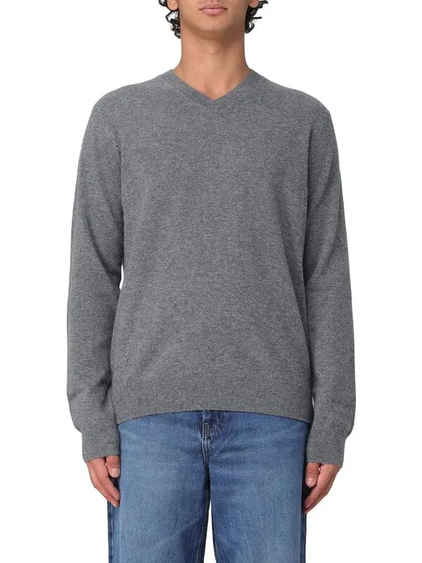 Comme Des Garçons V-neck Wool Jumper With Long Sleeves - Grey