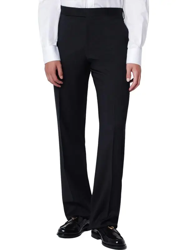 LARDINI Straight-leg Tailored Trousers In Pure Virgin Wool - Blue