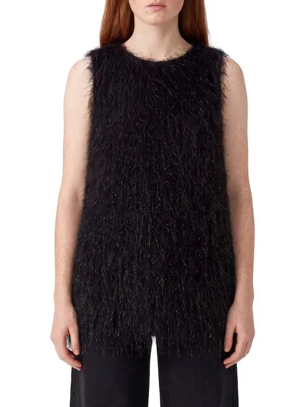 Liu Jo Slim Fit Off-the-shoulder Evening Top With Feathers - Black