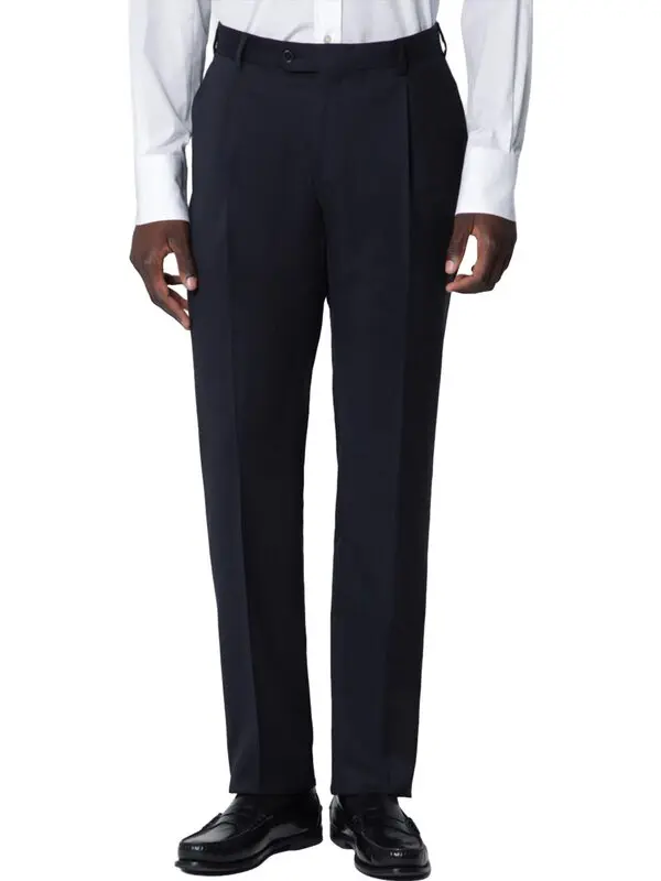 LUIGI BIANCHI Single-breasted Pure Virgin Wool Suit With Notch Lapels - Blue