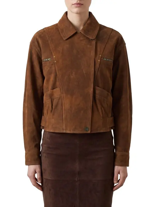Isabel Marant Étoile Suede Leather Shirt Jacket With Concealed Closure - Brown