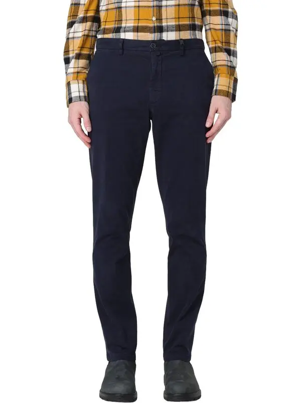 BROOKSFIELD Slim Fit Chino Trousers In Stretch Cotton Twill With Slash Pockets - Navy