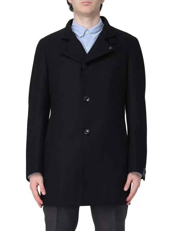 Tagliatore Single-breasted Knee-length Coat In Pure Wool With Classic Collar - Black