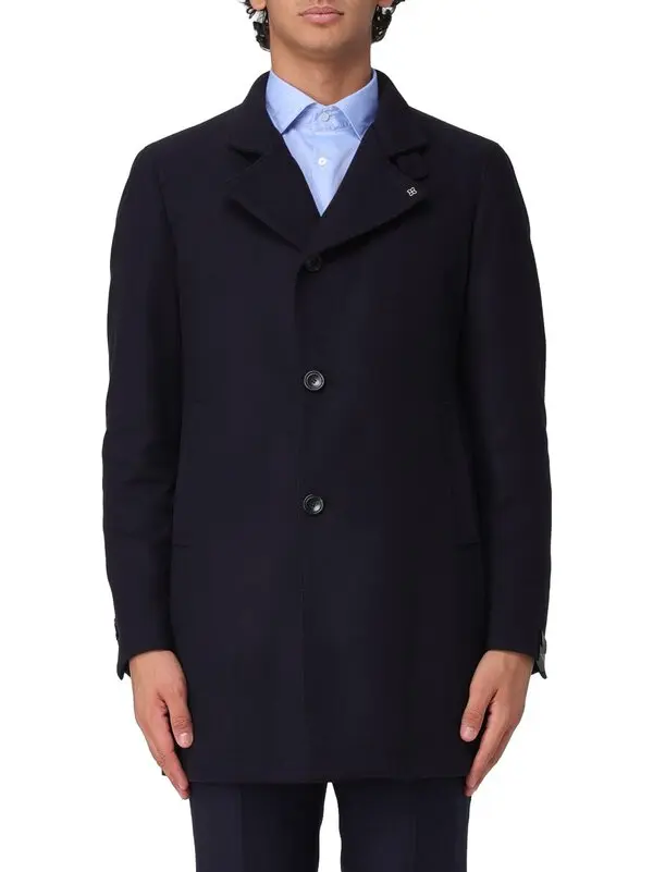 Tagliatore Single-breasted Knee-length Coat In Pure Wool With Classic Collar - Blue