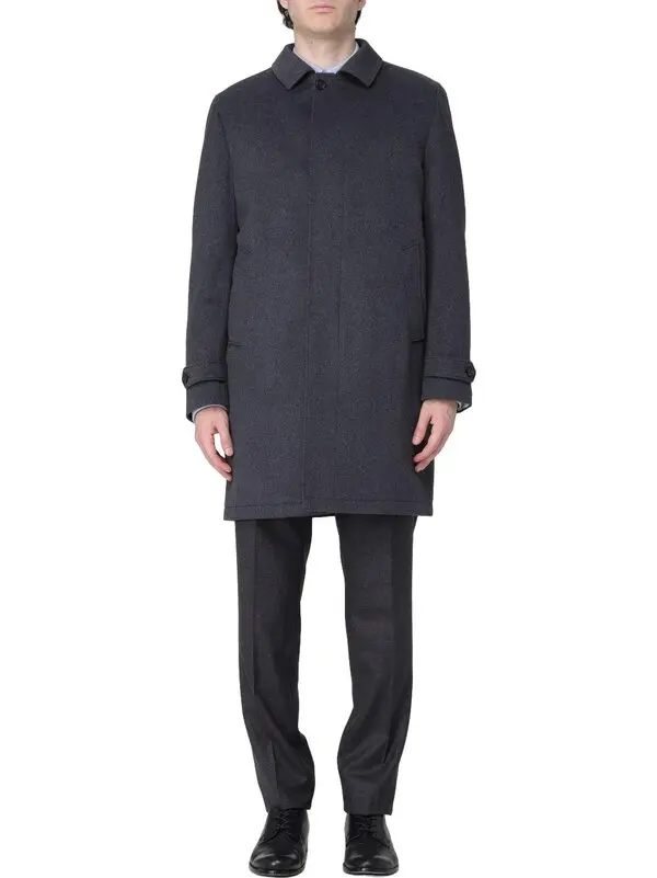 Tagliatore Alton Single-breasted Knee-length Coat In Wool With Concealed Closure - Grey