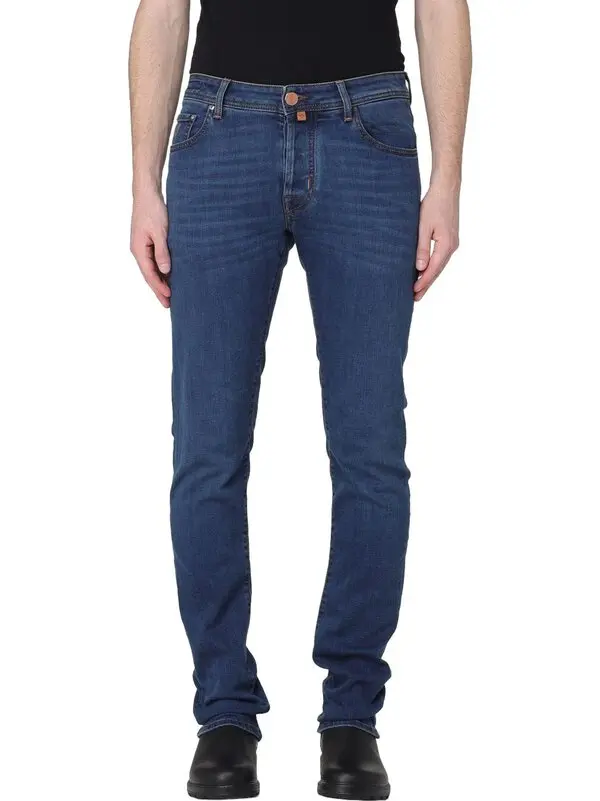 JACOB COHЁN Slim Fit Five-pocket Jeans In Stretch Denim With Back Logo - Blue