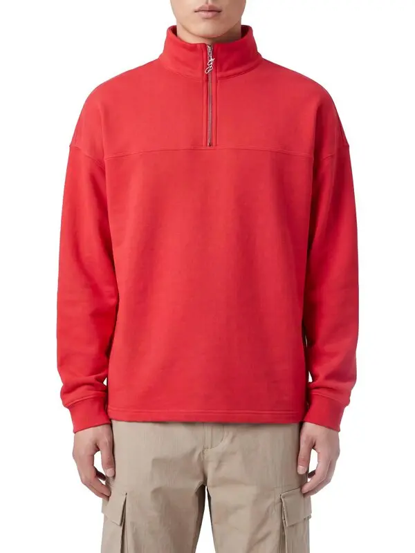 Jacquemus Rond Carré Cotton Sweatshirt With High Neck And Half-zip - Red