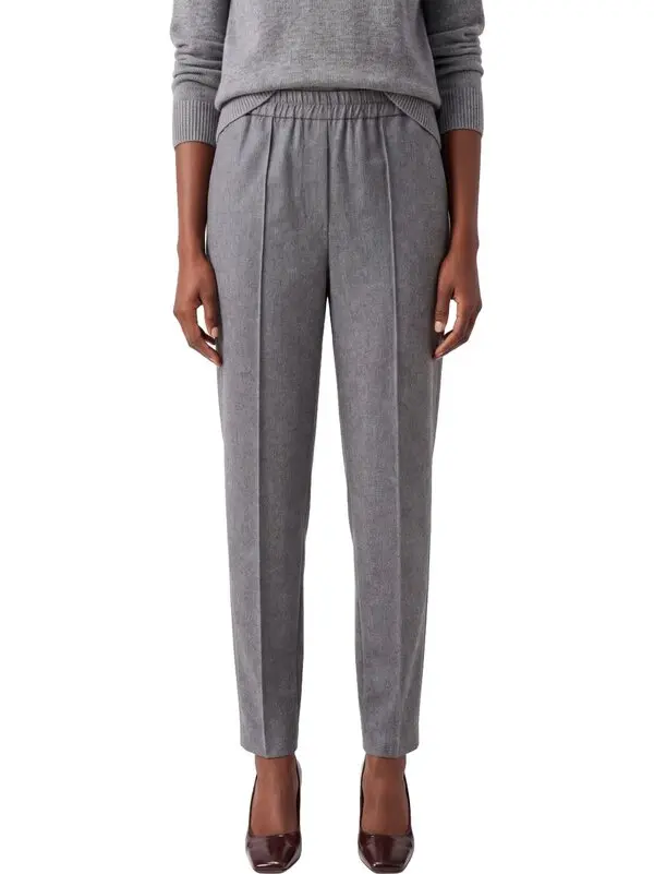 Fabiana Filippi Straight-leg Wool Trousers With Elasticated Mid-rise Waist - Grey