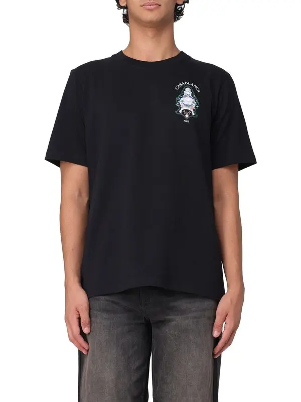 Casablanca Organic Cotton Crew Neck T-shirt With Logo Print - Black