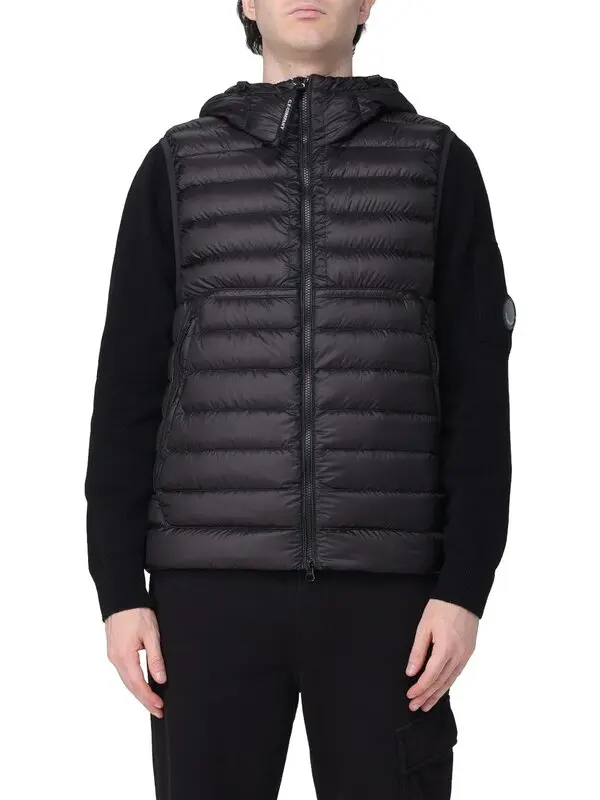 C.P. COMPANY Quilted Nylon Padded Gilet With Hood And Iconic Goggle Lenses - Black