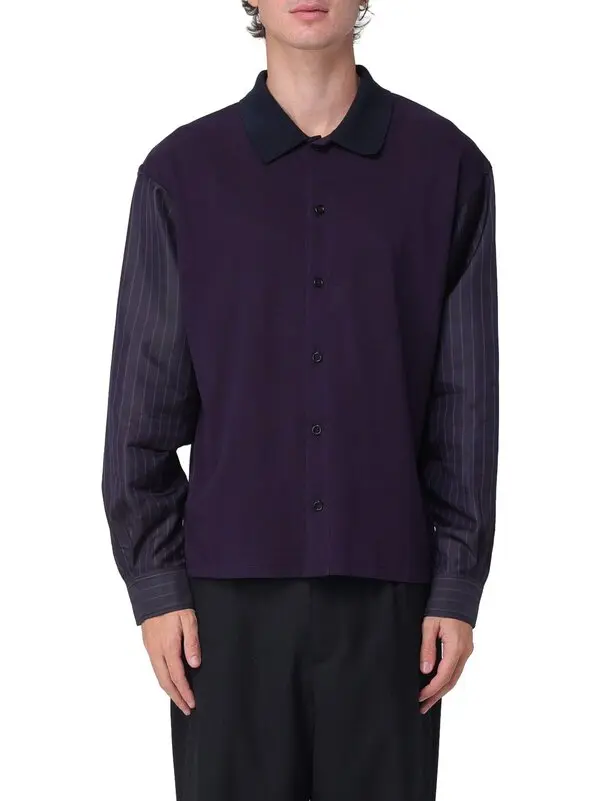 MAISON MARGIELA Striped Cotton-knit Shirt With Four Stitches - Violet