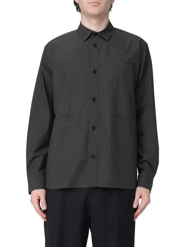 Sacai Long-sleeved Cotton Shirt With Patch Pocket - Green