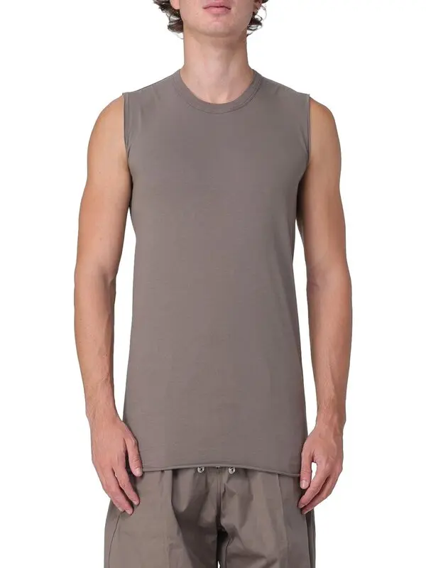 Rick Owens Slim Fit Cotton Tank Top With Crew Neck - Rust