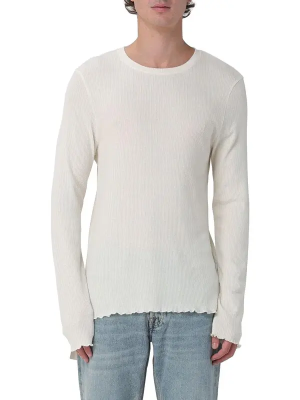 Our Legacy Slim Fit Cotton Blend Crewneck Jumper With Wavy Hem - Grey