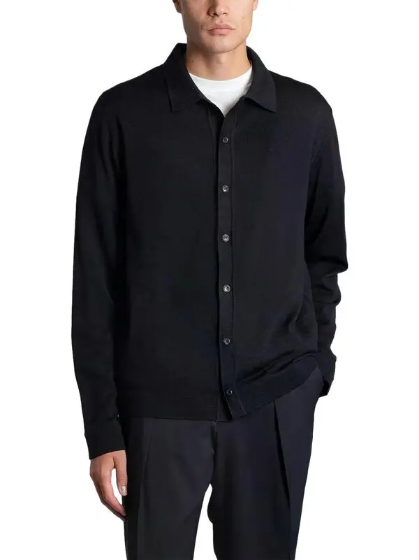 ROBERTO COLLINA Long-sleeve Button-up Wool Shirt - Blue