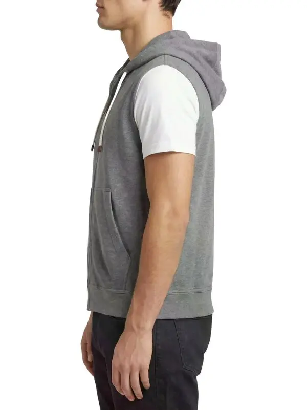 Brunello Cucinelli Sleeveless Zip-up Hoodie - Grey