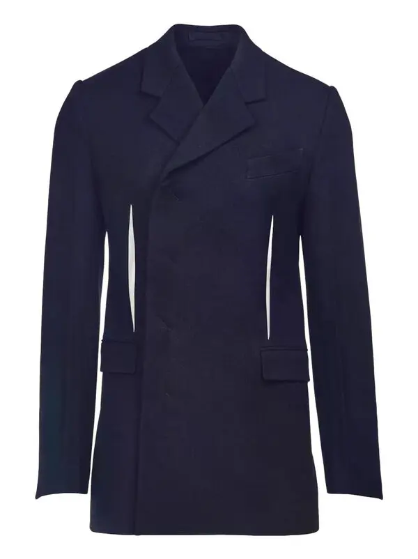 FERRAGAMO Slit-detail Double-breast Jacket - Blue