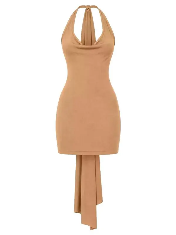 AYA MUSE Onda Halter-neck Mini Dress - Neutrals