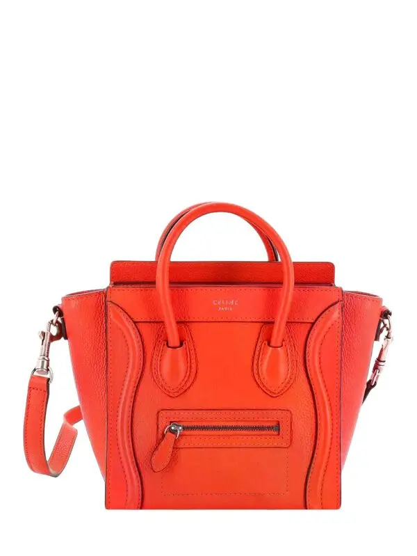 Celine Luggage Bag Grainy Leather Nano Crossbody Bag - Orange
