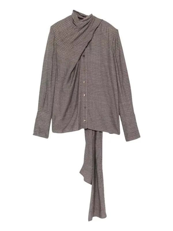 MUGLER Draped Prince Of Wales Check Shirt - Grey