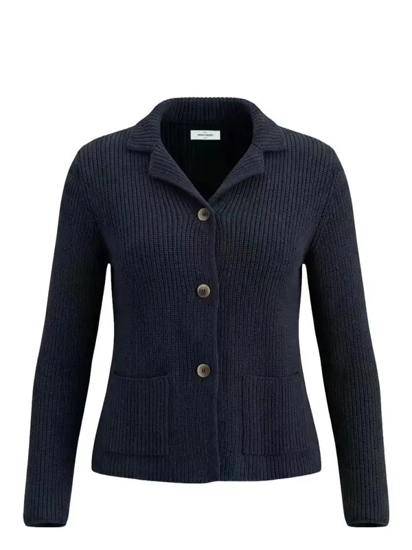 GRAN SASSO Pearl Rib-knit Cardigan - Blue