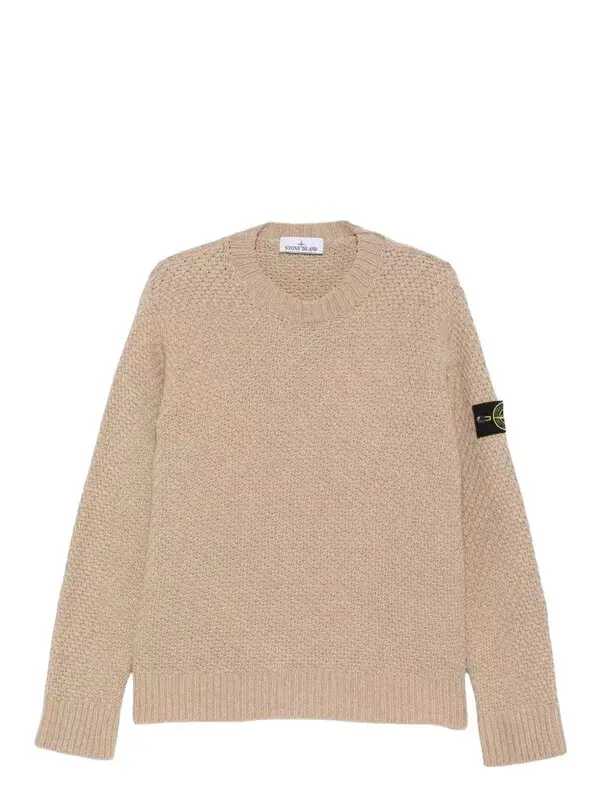Stone Island Compass Patch Waffle-knit Sweater - Neutrals