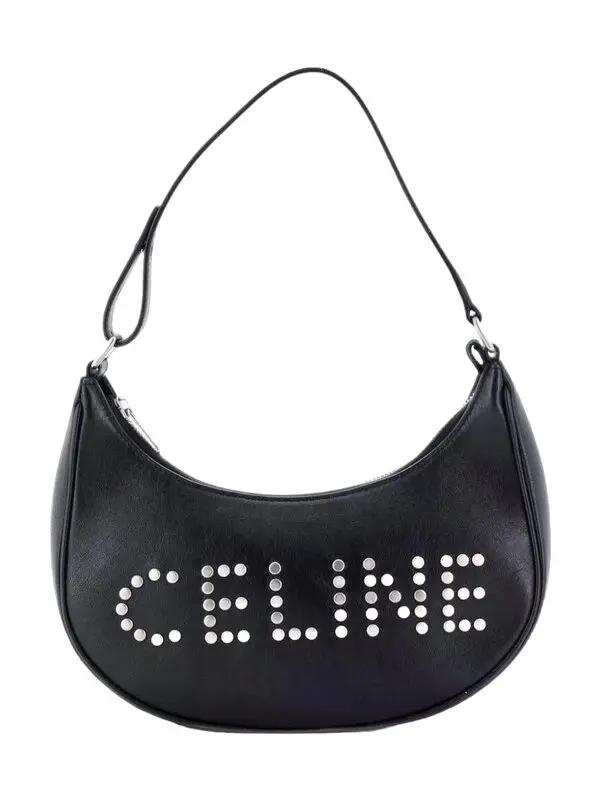 Celine Ava Bag Studded Leather Medium Shoulder Bag - Black