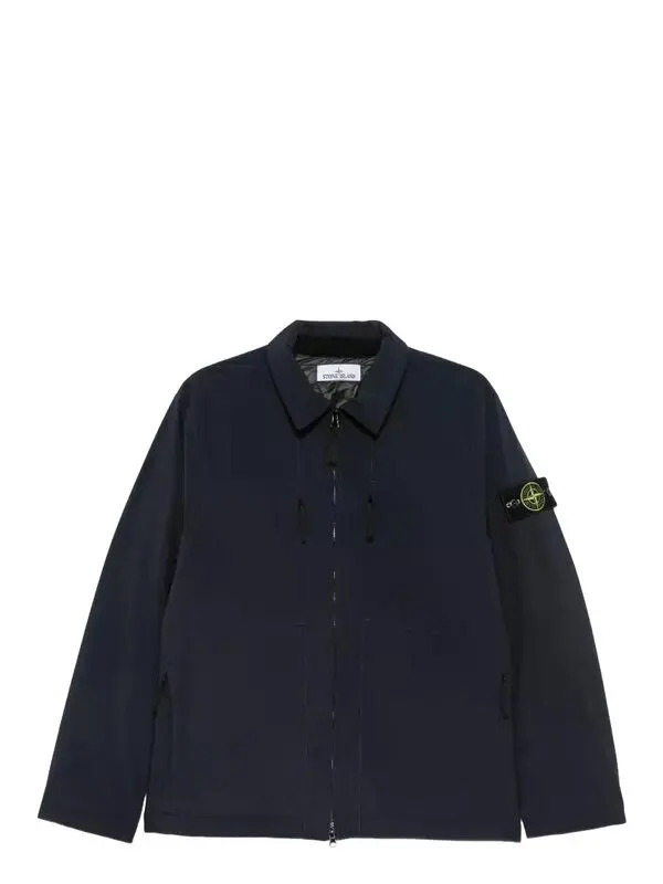 Stone Island Logo-patch Zip-up Jacket - Blue