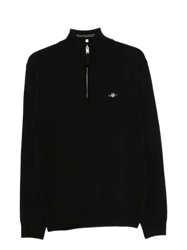 Gant Quarter-zip Wool Sweater - Black