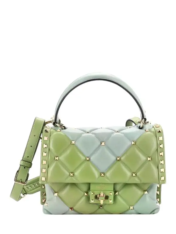 Valentino Garavani Candystud Top Handle Bag Leather Medium Shoulder Bag - Green