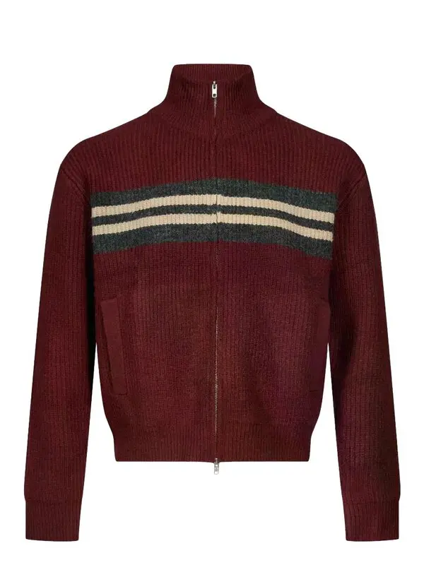 SONG FOR THE MUTE Striped Zip-up Cardigan - Red
