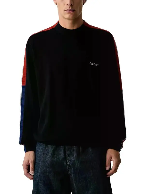 Armani Exchange Logo-embroidered Side-stripe Sweater - Black