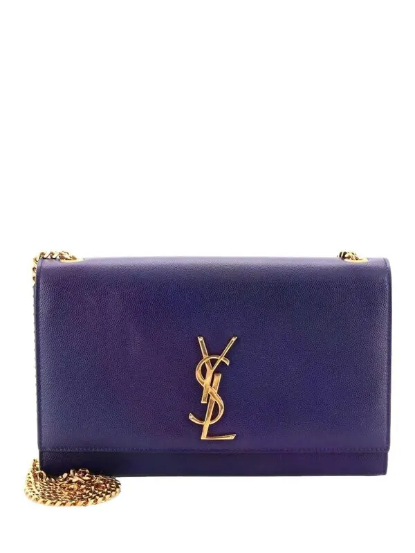 Saint Laurent Classic Monogram Grainy Leather Medium Crossbody Bag - Blue