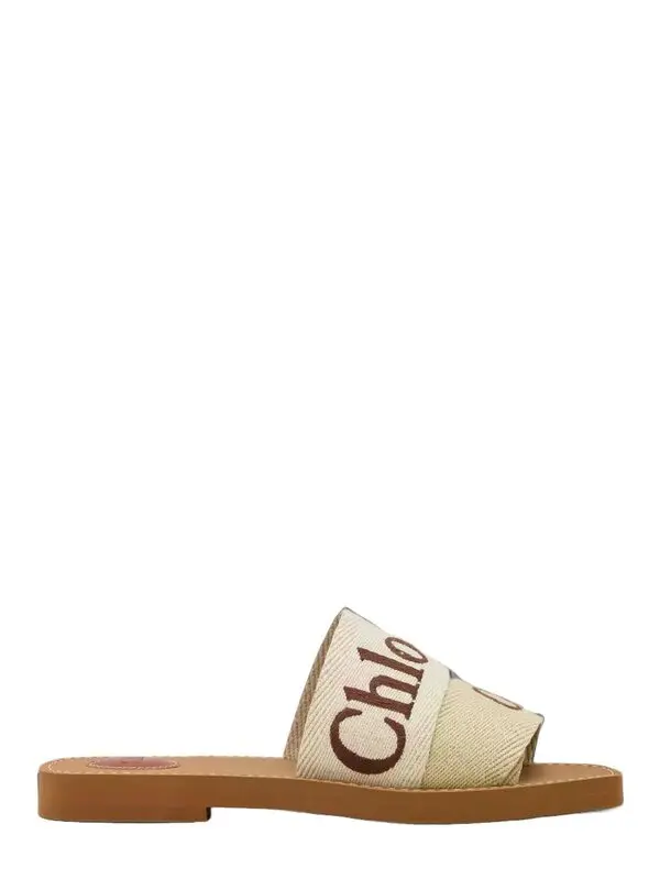 Chloé Woody Logo-embroidered Sandals - Neutrals